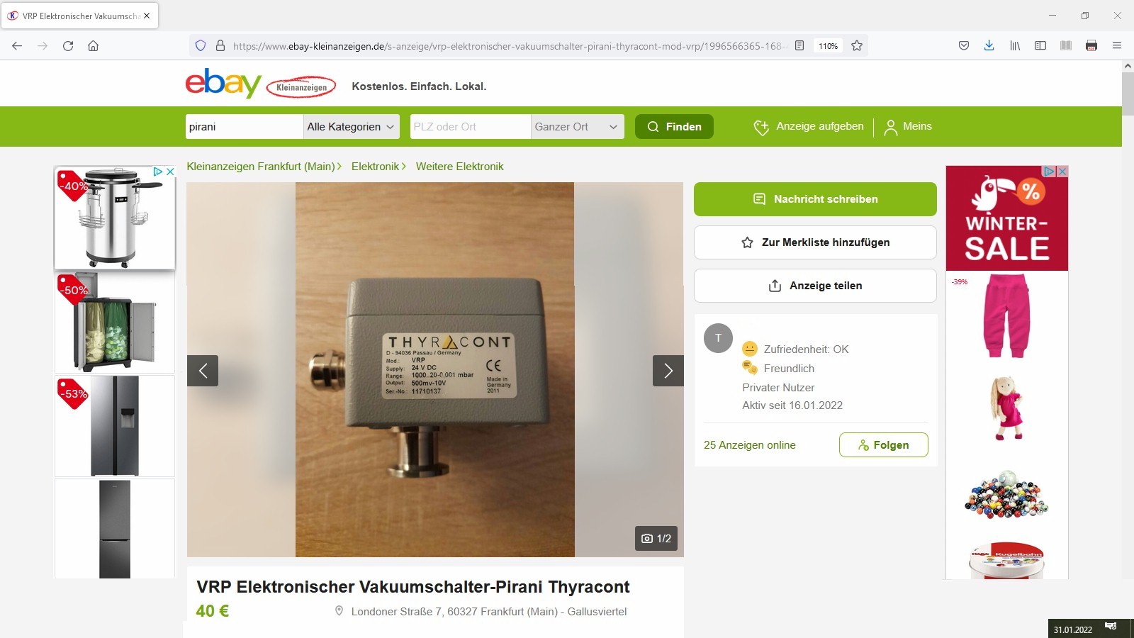 Pirani-Manometer Arduino – Stoppi